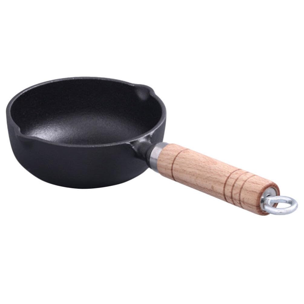 DEARMAMY Wok Small Metal Sauce Pot Iron Sauce Pan Pot with Spout Kitchen Sauce Pan Butter Melting Pot Oil Boil Pot Iron Pan Milk Warm Pan Butter Warmer Pot Metal Sauce Pot with Handle