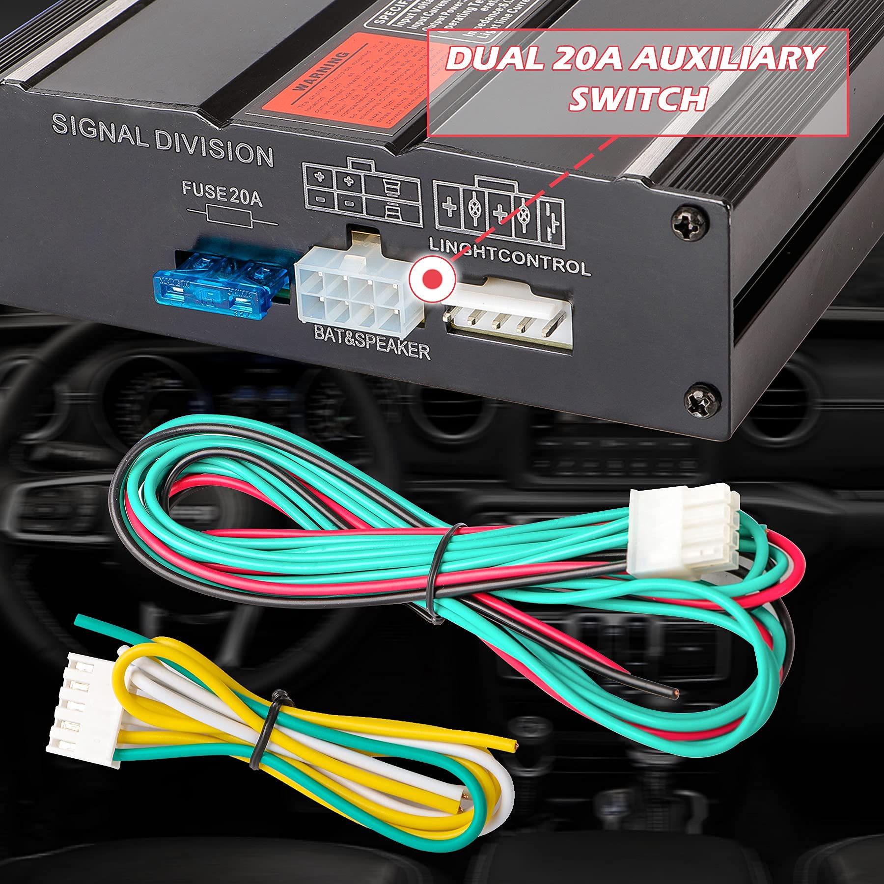 SMALLFATW Police Siren 20 Tones 130 DB 200 Watt, Dual 20A Auxiliary Switch, Wireless Remote USB Rechargeable 15M Control Range, Car PA System Speaker Horn, Emergency Siren for Car Truck Vehicles