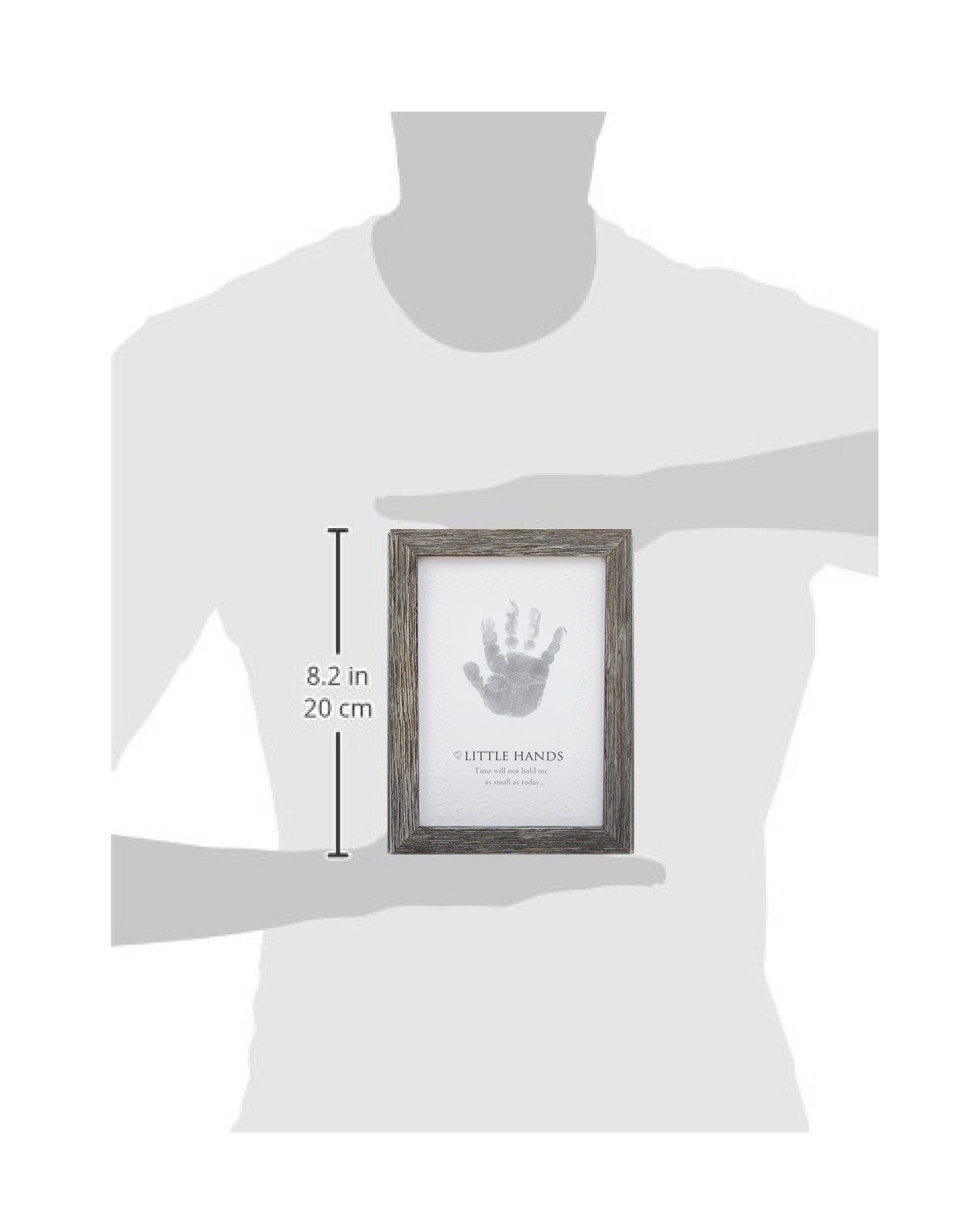 The Grandparent Gift Baby Keepsake Kit Farm House Style Frame, Handprint, Grey