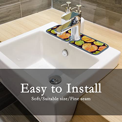 Absorbent Kitchen Faucet Mat 3 Pieces Watercolor Cute Leaf Faucet Sink Splash Guard Bathroom Counter and RV,Faucet Counter Sink Water Stains Preventer
