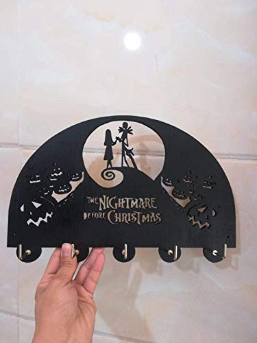 The Nightmare Before Christmas Key Hooks-Wall Hooks Heavy Duty 20LB(Max),Wall Décor,Wood Coat Hooks, Key Holder,Key Hanger for Wall、Entryway and Kitchen
