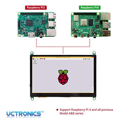 UCTRONICS 5 Inch Touchscreen for Raspberry Pi with Prop Stand, 800×480 Portable Capacitive HDMI LCD Display Monitor for Pi 4, 3 B+, Windows 10 8 7, Free Driver