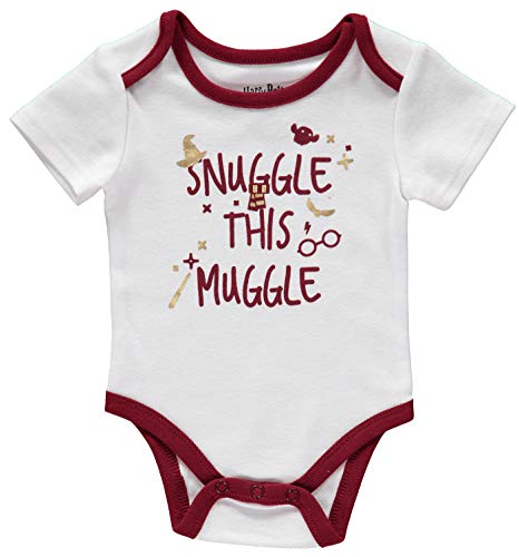 Harry Potter Baby Boys Clothes Set with Baby Bodysuit, Pants, and Hat - Baby Boy Outfits (White/Red/Orange, 3-6M)