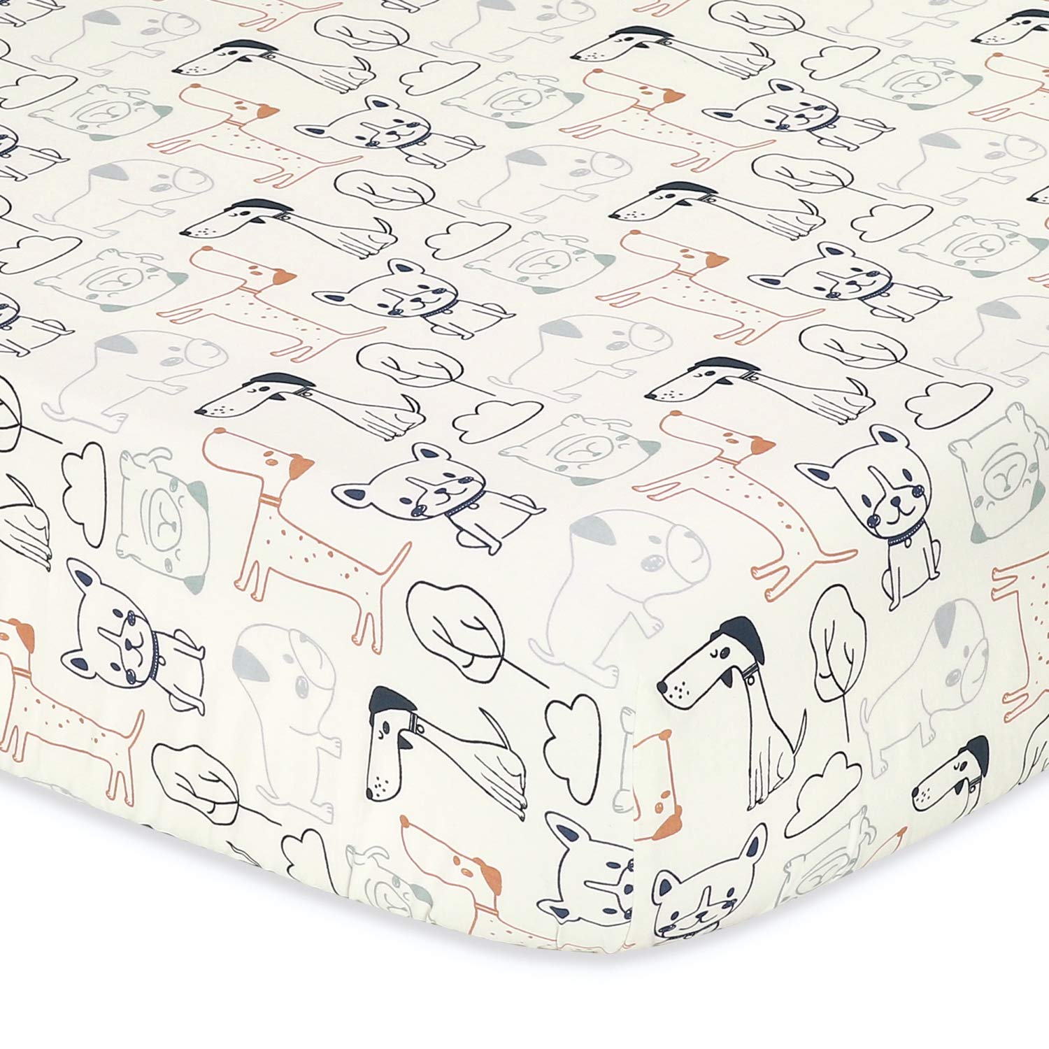The Peanutshell Puppy Dog Fitted Crib Sheet - Pug Life Nursery Collection