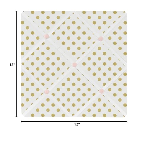 Fabric Memory/Memo Photo Bulletin Board for Blush Pink White Damask and Gold Polka Dot Amelia Collection