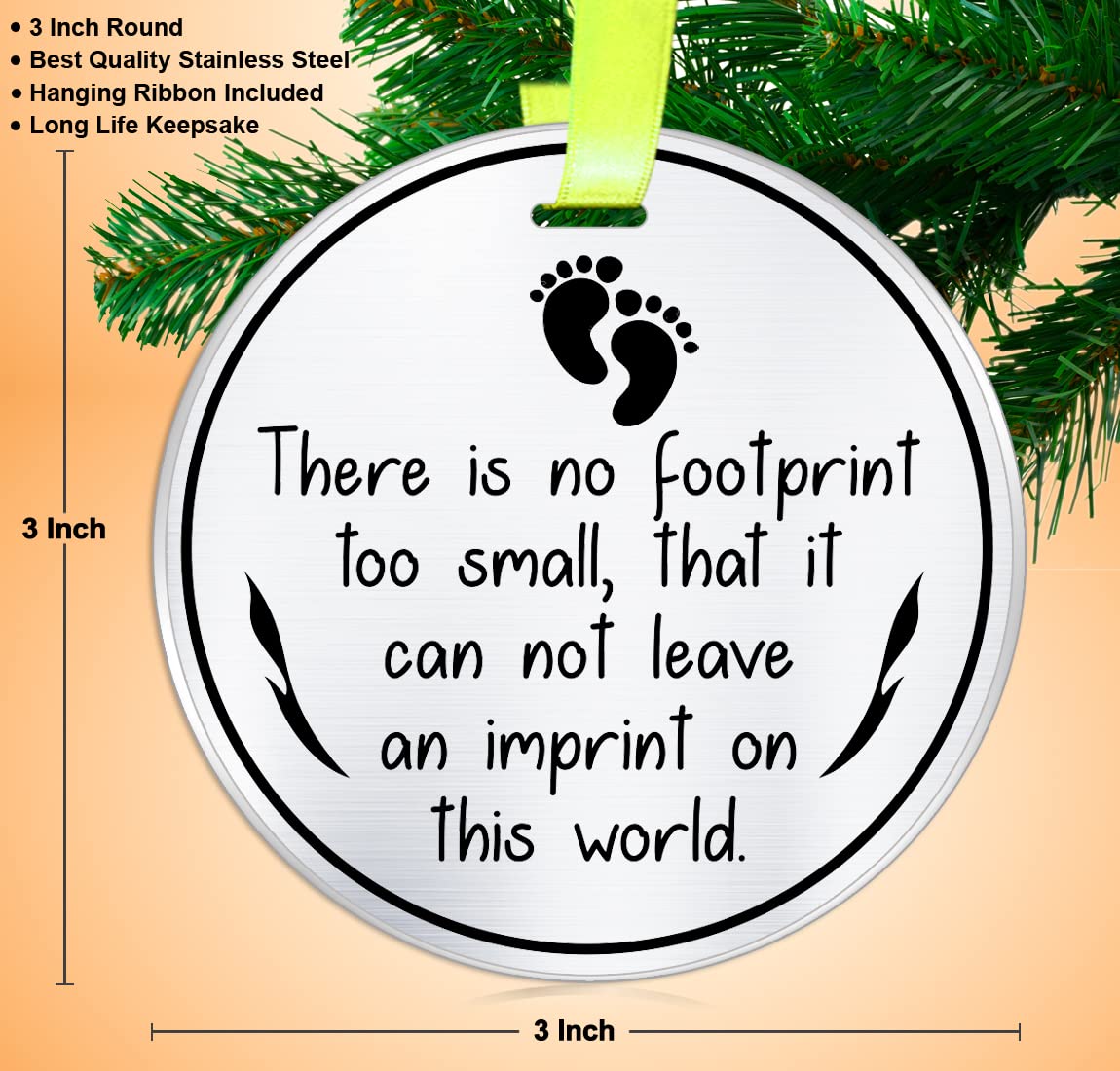 Infant Memorial Ornament Christmas Keepsake- No Footprint is Too Small- Baby Loss Remembrance Sympathy Gift