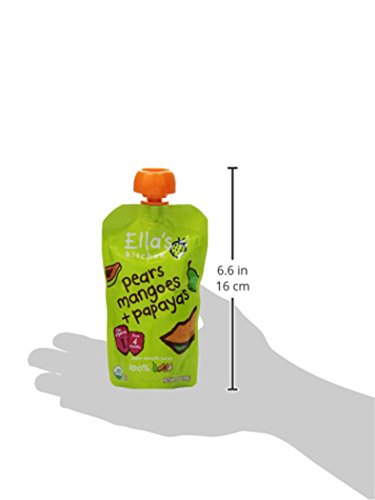Ella's Kitchen Organic 4+ Months Baby Food, Pears, Mangoes and Papayas Fruit Puree, 3.5 oz. Pouch