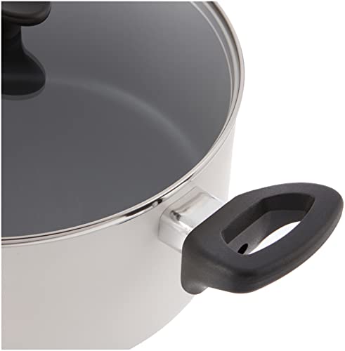 BELLA Cookware Set, 12 Piece Pots and Pans with Utensils, Nonstick Scratch Resistant Cooking Surface Compatible with All Stoves, Nylon and Aluminum, Cream