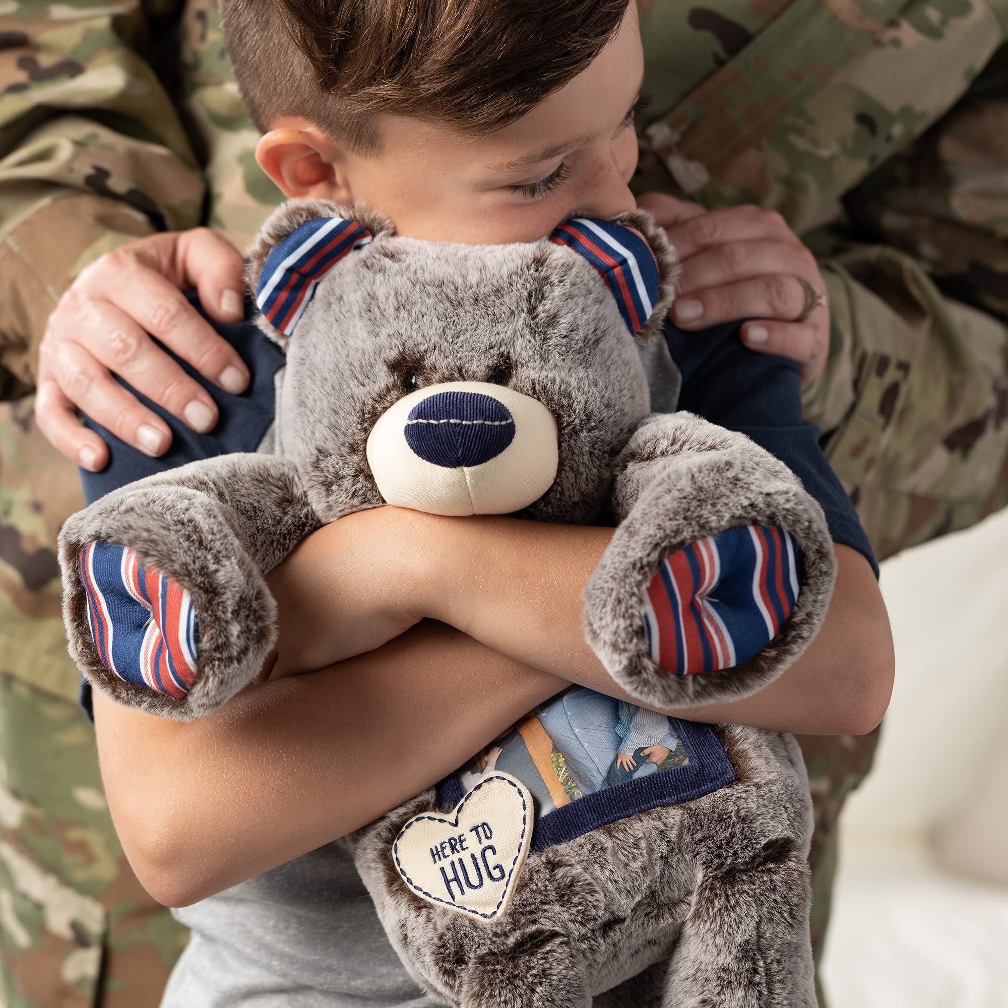 DEMDACO Military Here to Hug Photo Natural Brown 12 inch Plush Polyester Stuffed Bear