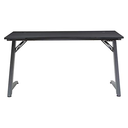 OSP Home Furnishings Beta Battlestation Gaming Desk with Bluetooth RGB LED Lights, Matte Black