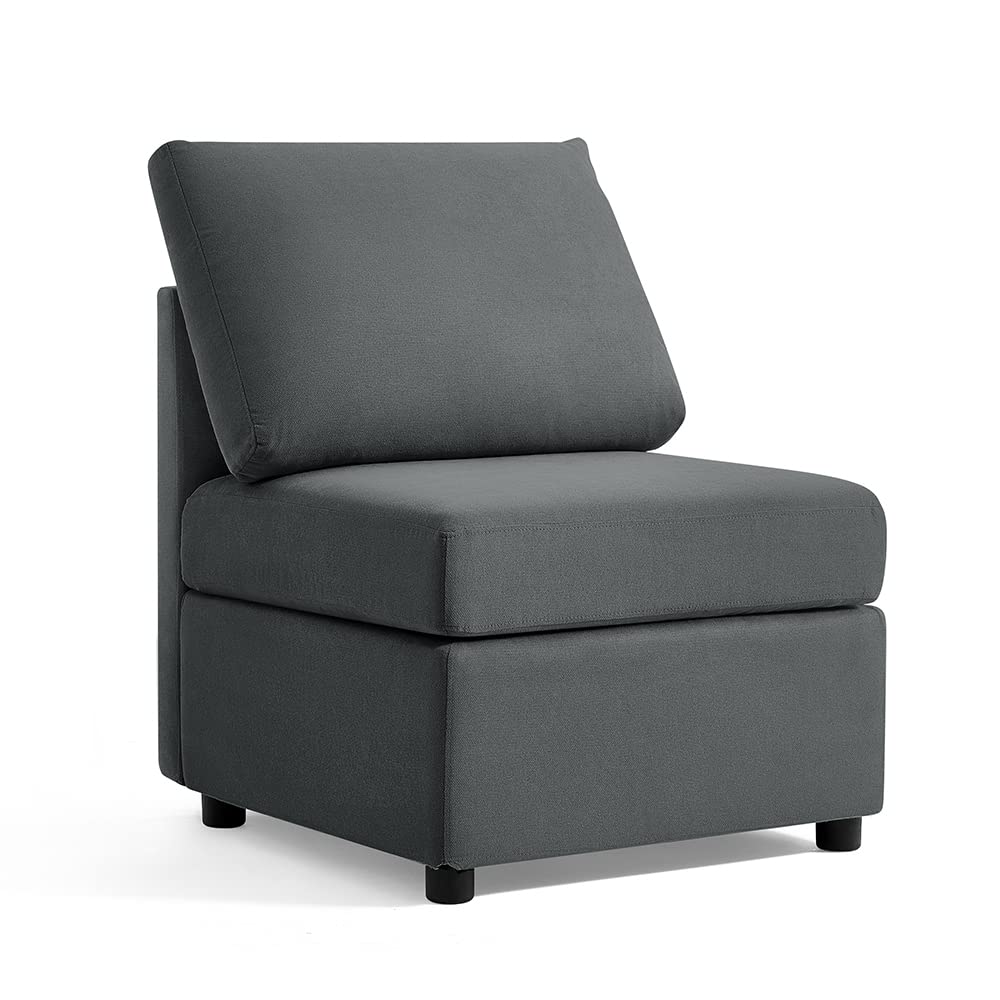 LINSY HOME Modular Sectional Sofa with Storage, Washable Sectional Couch, Covers Changeable, Single Couch Modular Chair to Extend Your Sofa, Dark Grey
