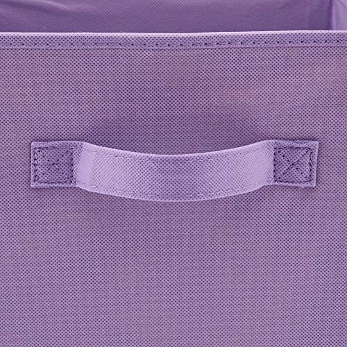 EZOWare Set of 12 Foldable Basket Bin Collapsible Storage Cube For Nursery, Kids Toys Organizer, Shelf Cabinet - (White + Purple)