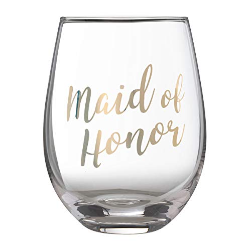 Lillian Rose Gold Maid of Honor Stemless Wine Glass, 1 Count (Pack of 1)