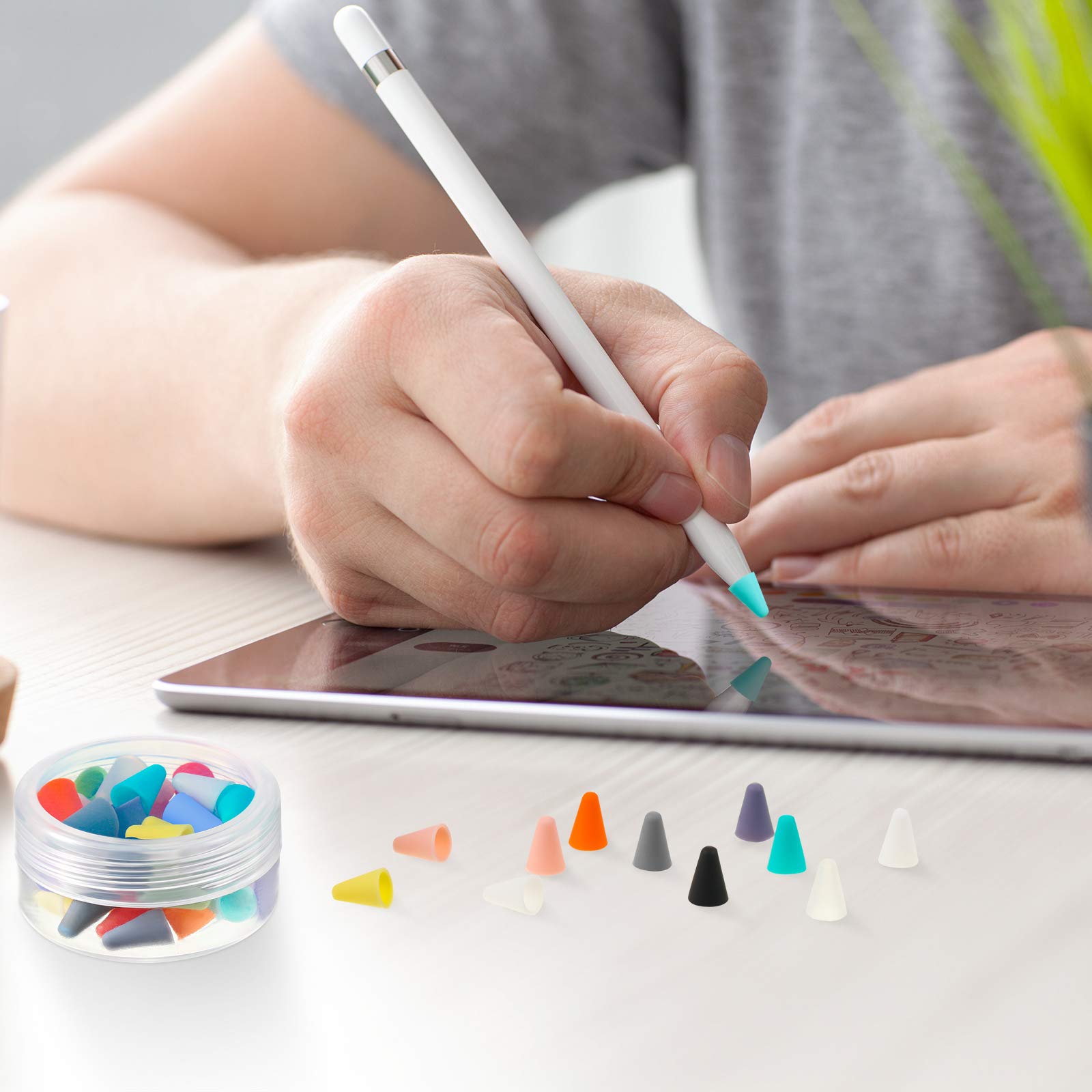 Weewooday 24 Pieces Silicone Nibs Covers Compatible with Pencil 1st and 2nd Generation, Pencil Tip Cover Anti-Slip Protective Cover Noiseless Drawing Writing, 12 Colors