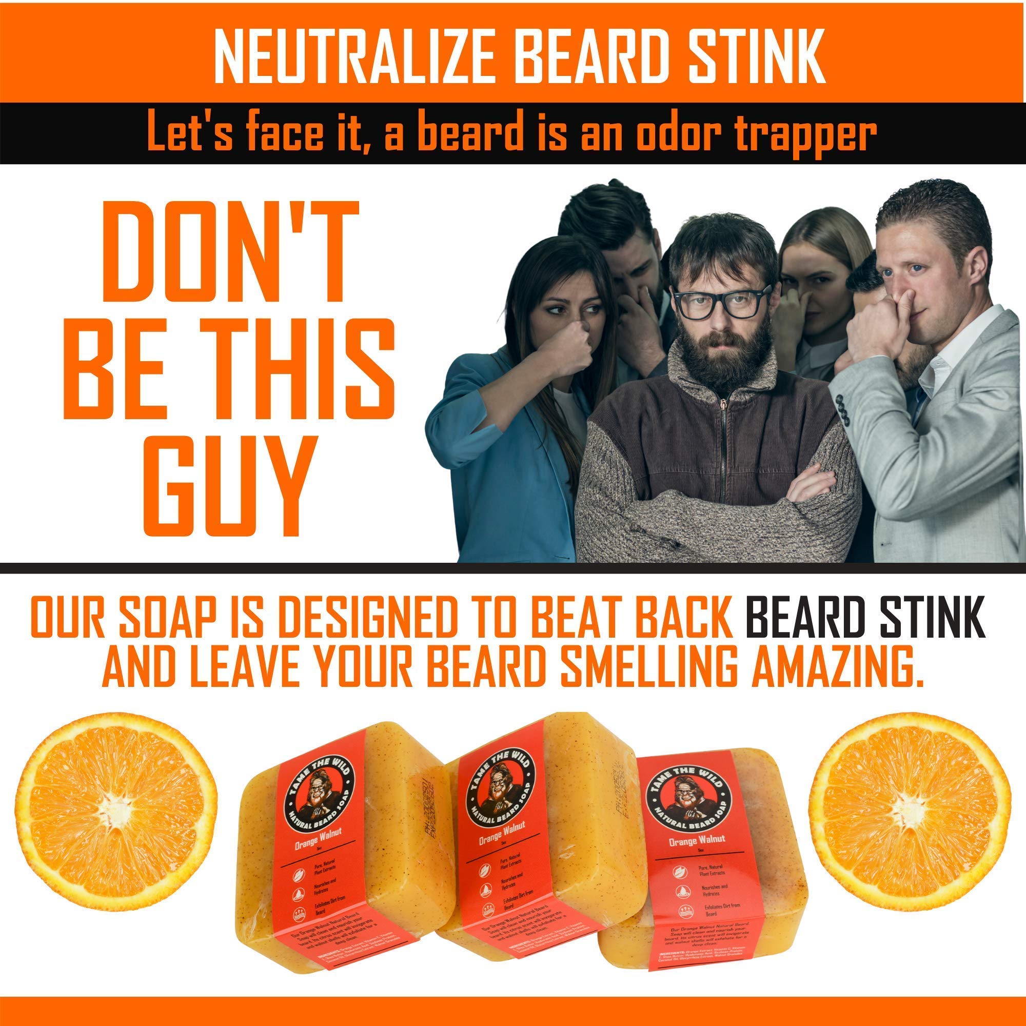 Tame's Beard Straightener for Men - Hair and Beard Armor - Orange Walnut Beard Soap - Bundle.