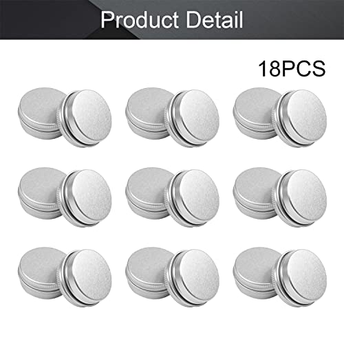 Othmro 18pcs 0.5oz Metal Round Tins Aluminum Tin Cans Containers with Screw Lid, 42*18mm(DxH) Silver tin cans for Salve, Spices, Lip Balm, Tea or Candies 15ml