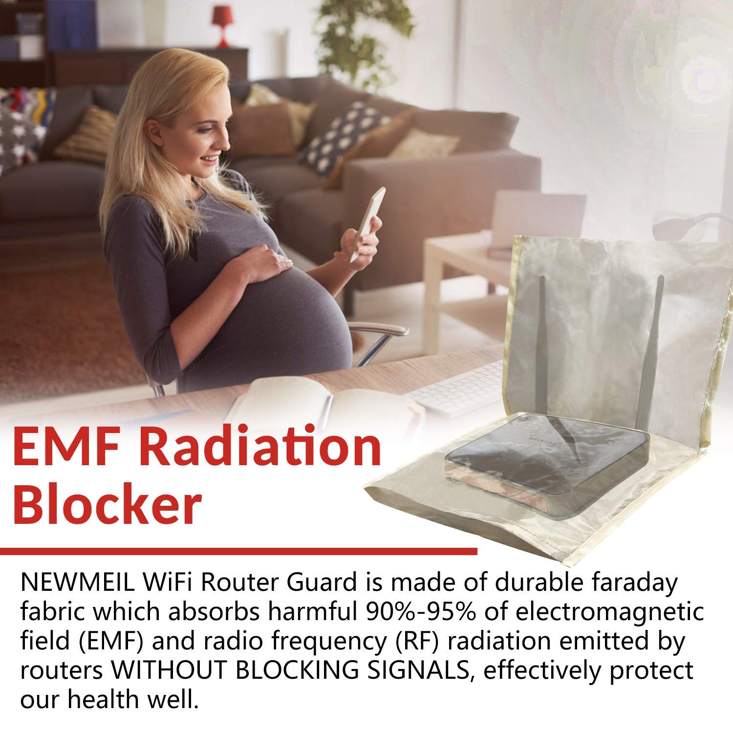 WiFi Router Cover EMF Radiation Shielding Cover, RF Blocking Wireless Router Shielding Guard, Blocks 5G Radiation Protective Cover 13.7 x 15.7 inch