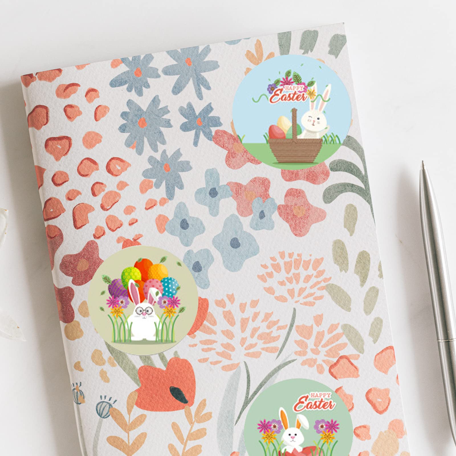 500 Pcs Easter Stickers, Easter Theme Decorative Stickers, Happy Easter Egg Bunny Roll Sticker, Self Adhesive Sticker for Kids Party, Easter Decorations Wall Window (Easter)