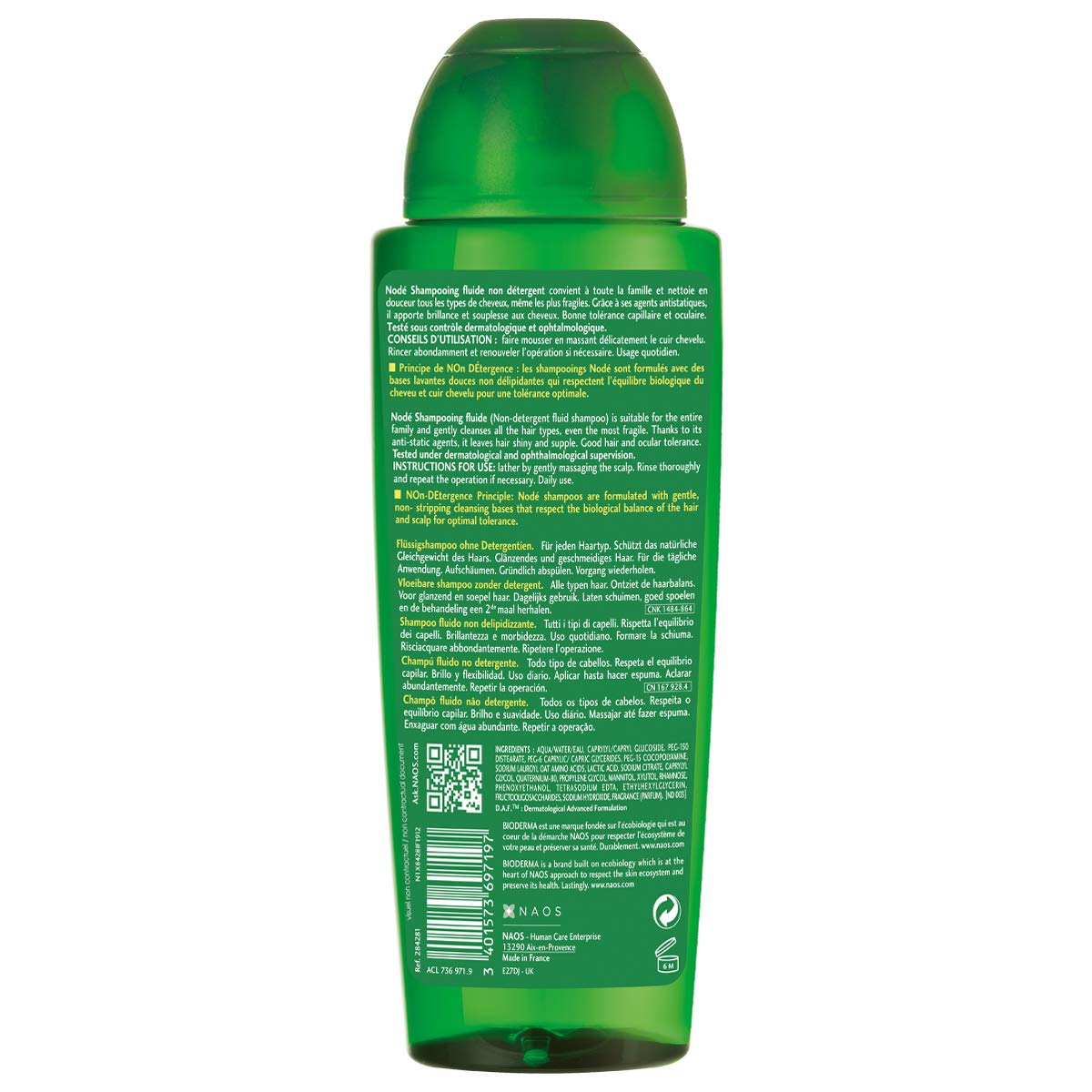 Bioderma - Nodé - Fluid Shampoo - Respects the Hair and Scalp Balance - Brings Shine and Suppleness - Shampoo for All Hair Types , 13.53 Fl Oz (Pack of 1)