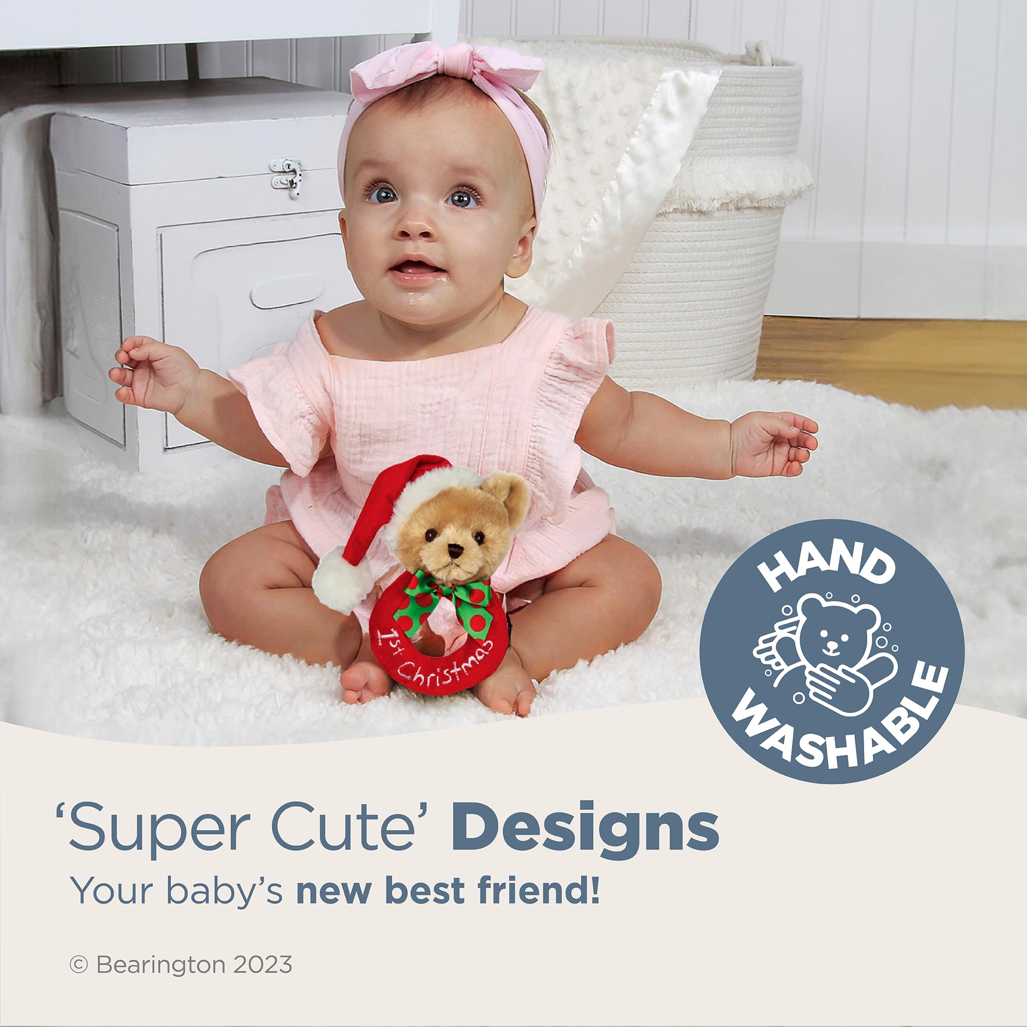 Bearington Collection Baby Touchdown, 5.5 Inch Plush Stuffed Baby Football Soft Ring Rattle