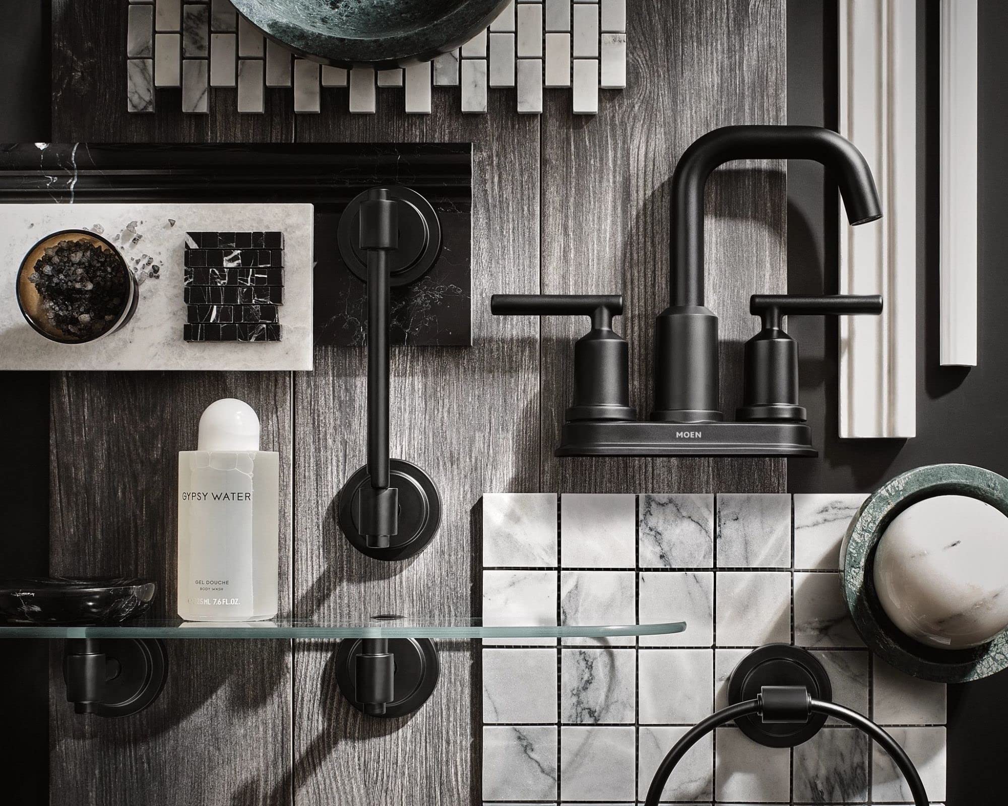 Moen DN0790BL Iso Vanity Glass Shelf, Matte Black