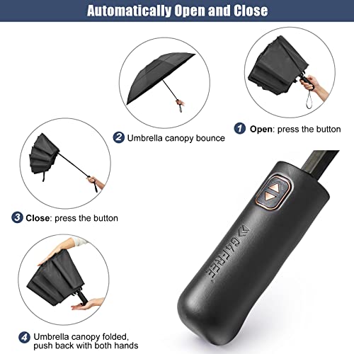 G4Free 62 Inch Large Golf Umbrella Compact Reverse Travel Umbrella 10 Ribs Windproof for Rain Double Canopy Automatic Open Close (Black)