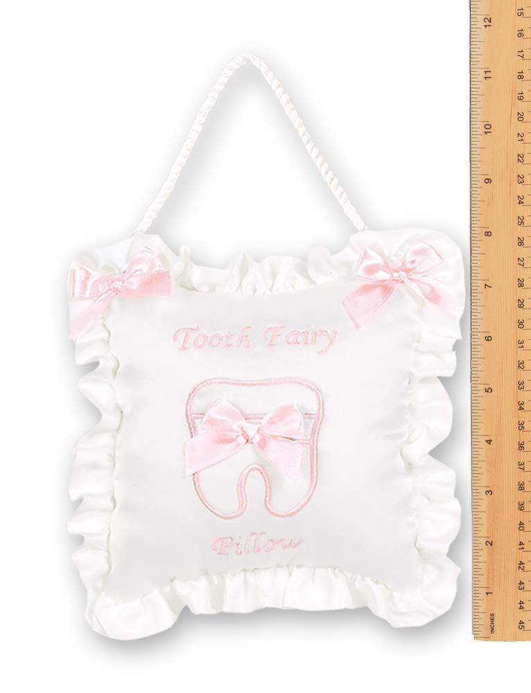 Bearington Le Petite Girls Pink Tooth Pillow, 7.5" x 7.5 "