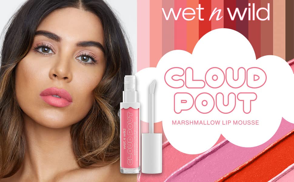 wet n wild Liquid Lipstick Cloud Pout Marshmallow, Pink Cotton Candy Skies | Matte Lip Cream Mousse | Argan Oil | Vitamin E