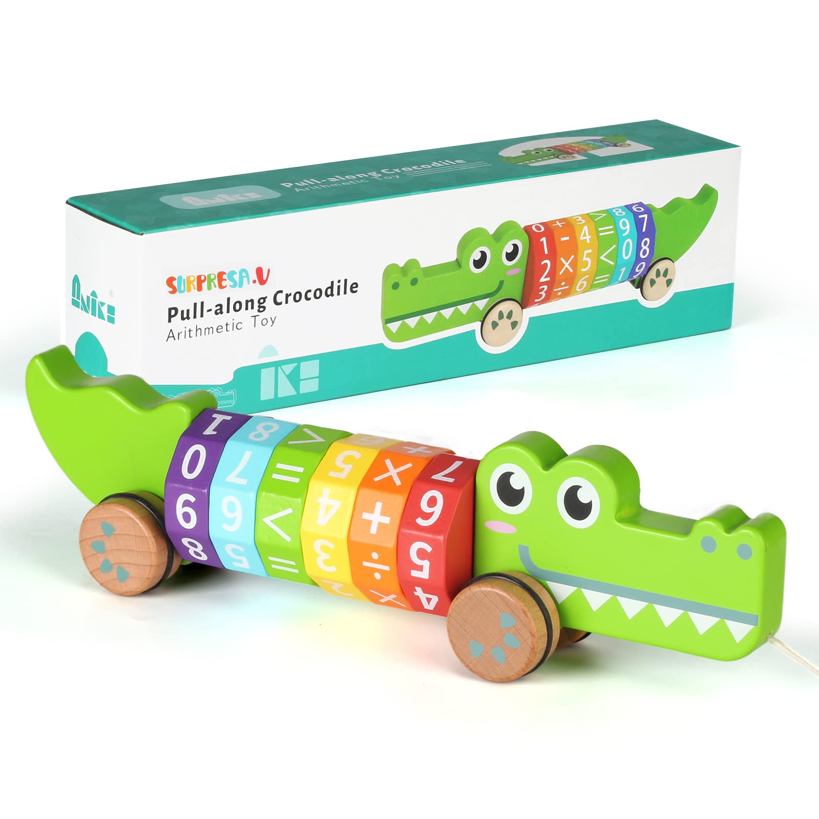 Alligator Pull Toys|Montessori Wooden Toys|Abacus for Toddlers 1-3|Preschool Educational Toys