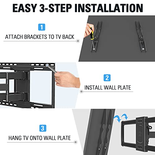 Mounting Dream TV Wall Mount with Sliding Design for Most 42-86" TV, Full Motion TV Mount with Swivel Articulating Dual Arms, Easy for TV Centering, Max VESA 600x400mm, 132 lbs, MD2198