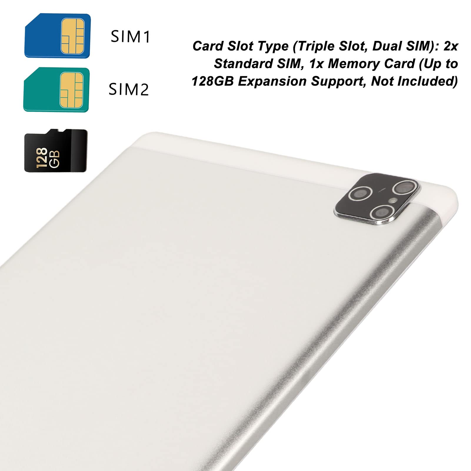 8.1 Inch Tablet, Android 10 2.4/5Ghz WiFi Tablet PC, 4+64GB, MTK6592 CPU, 720x1280 Resolution, with 3 Card Slots, for Entertainment