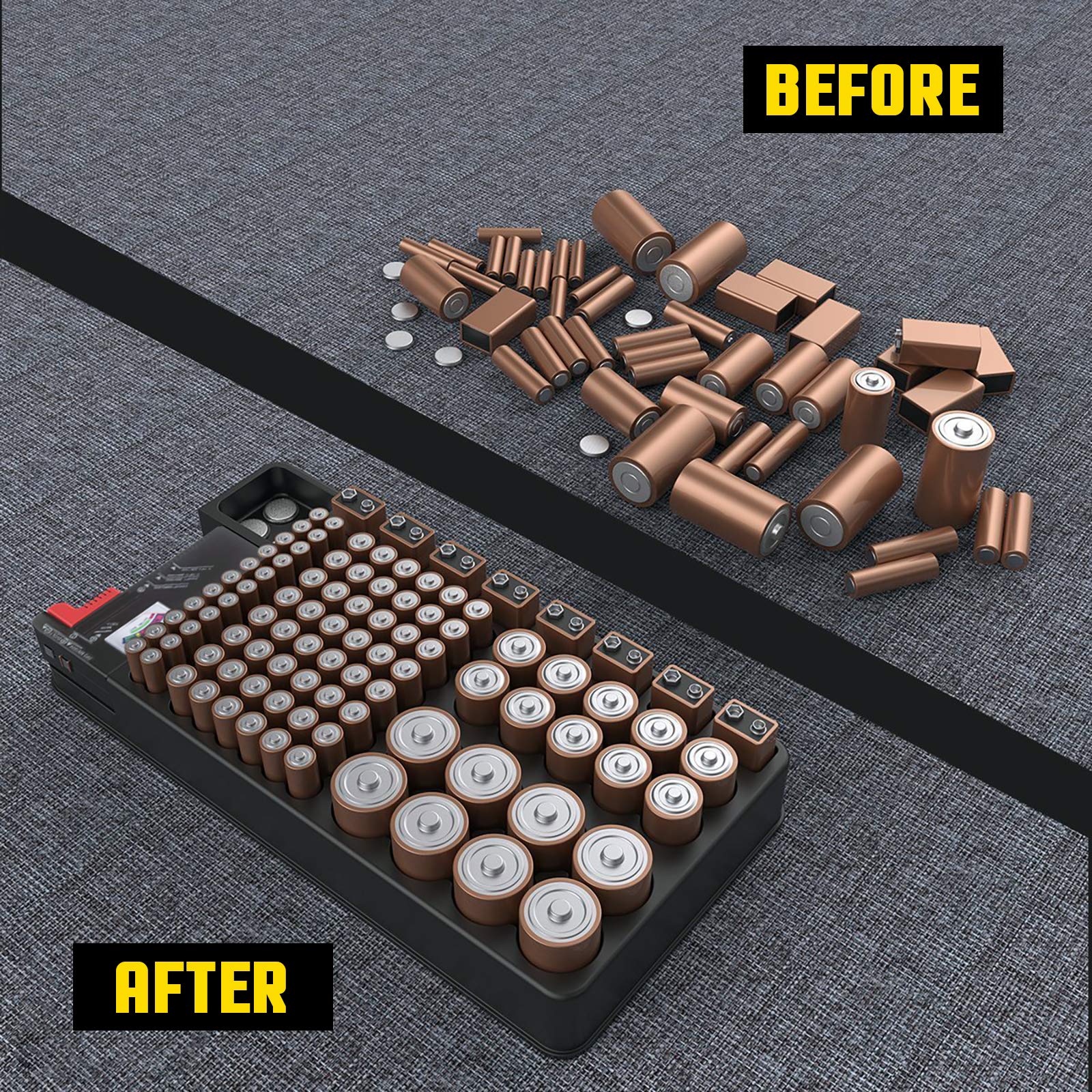 ZeroDark Battery Storage Organizer Case with Battery Tester, Holds 110 Batteries Various Sizes