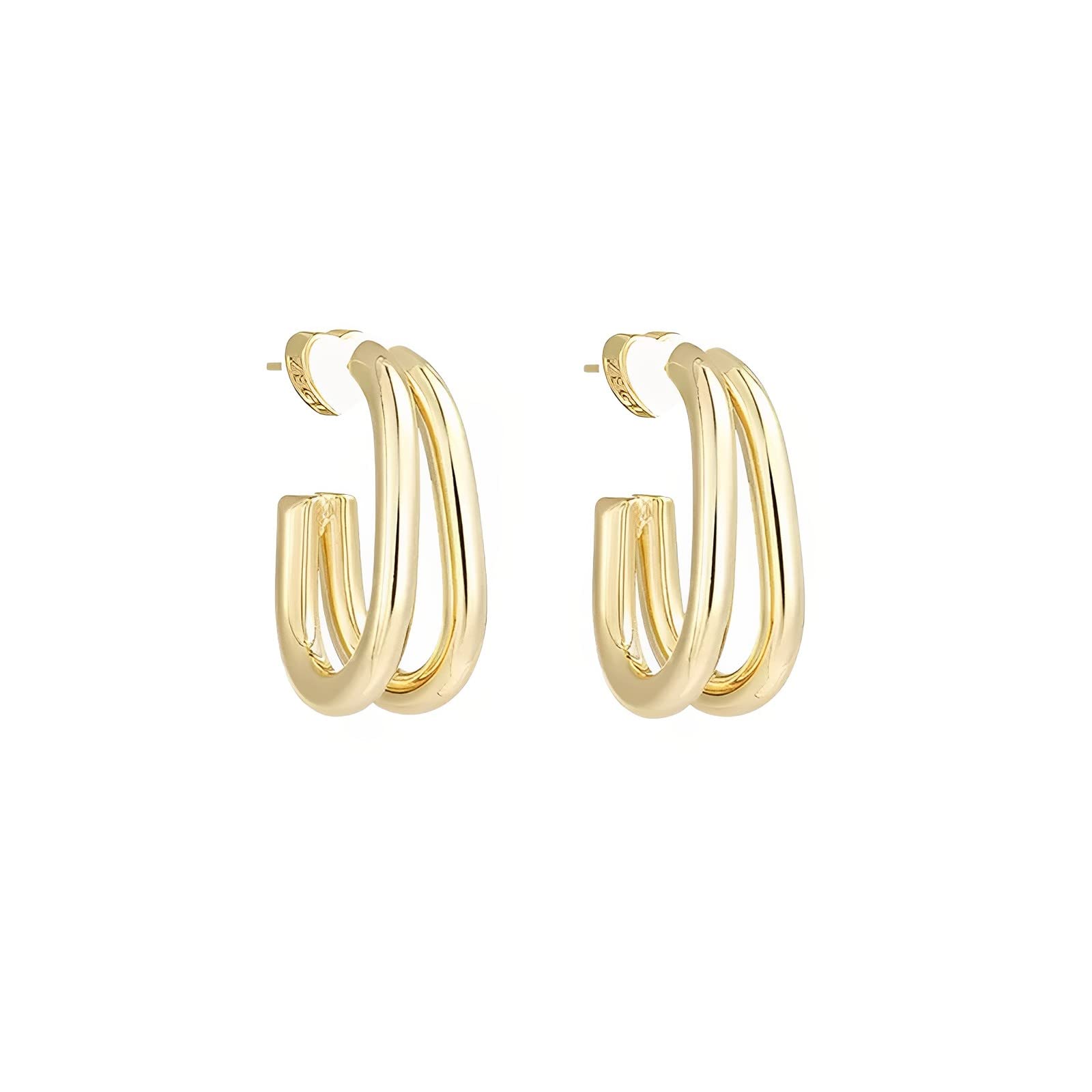 925 Sterling Silver Post Gold Double Arc Dangle Earrings for Women Girls Jewelry Gift