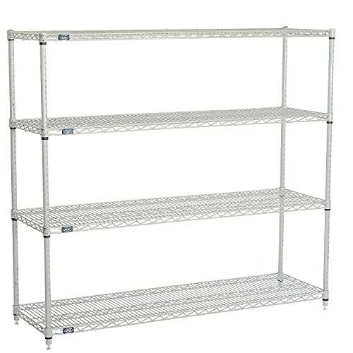 Nexel Adjustable Wire Shelving Unit, 4 Tier, NSF Listed Commercial Storage Rack, 18" x 60" x 54", Silver Epoxy