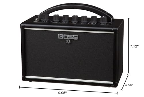 Boss Katana Mini Guitar Combo Amplifier Bundle with Instrument Cable and 3-Pack Picks