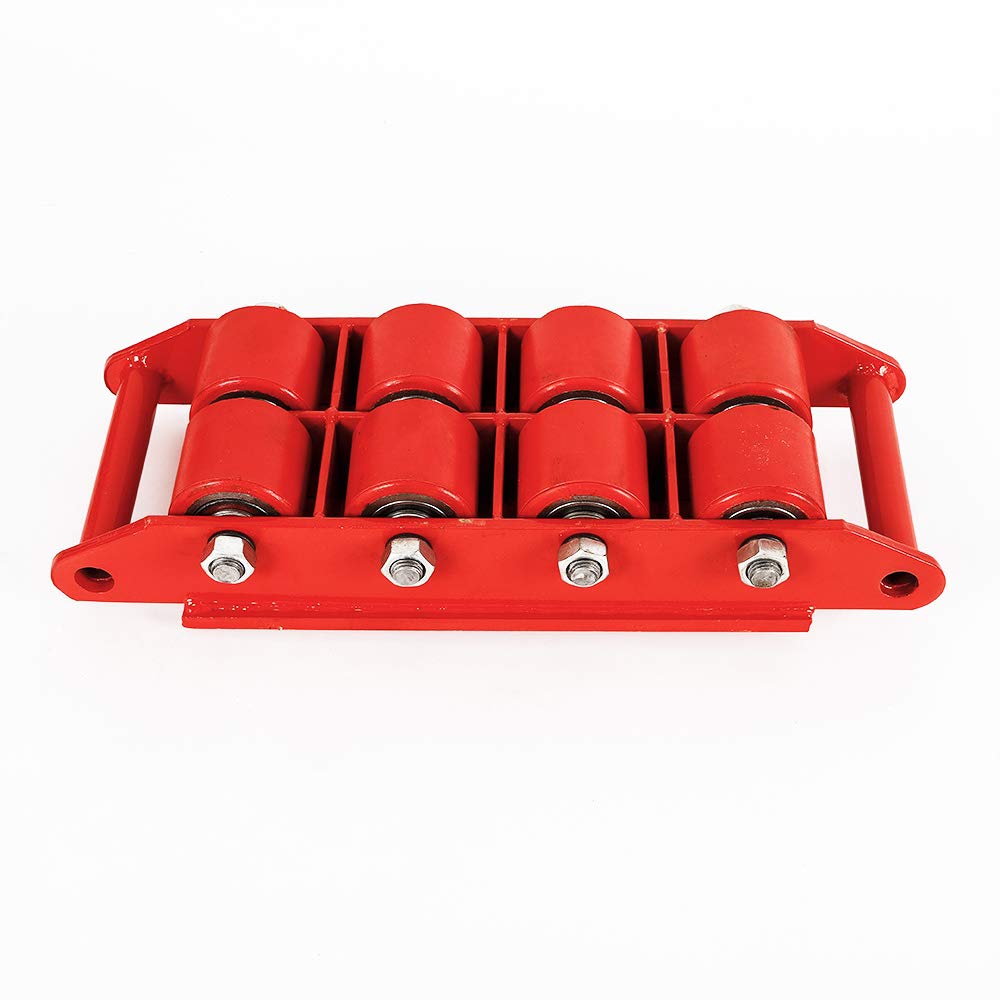 Industrial Machinery Mover, Machinery Mover Roller Dolly Skate with 360 Degree Rotation Cap (Red, 12T/26400)