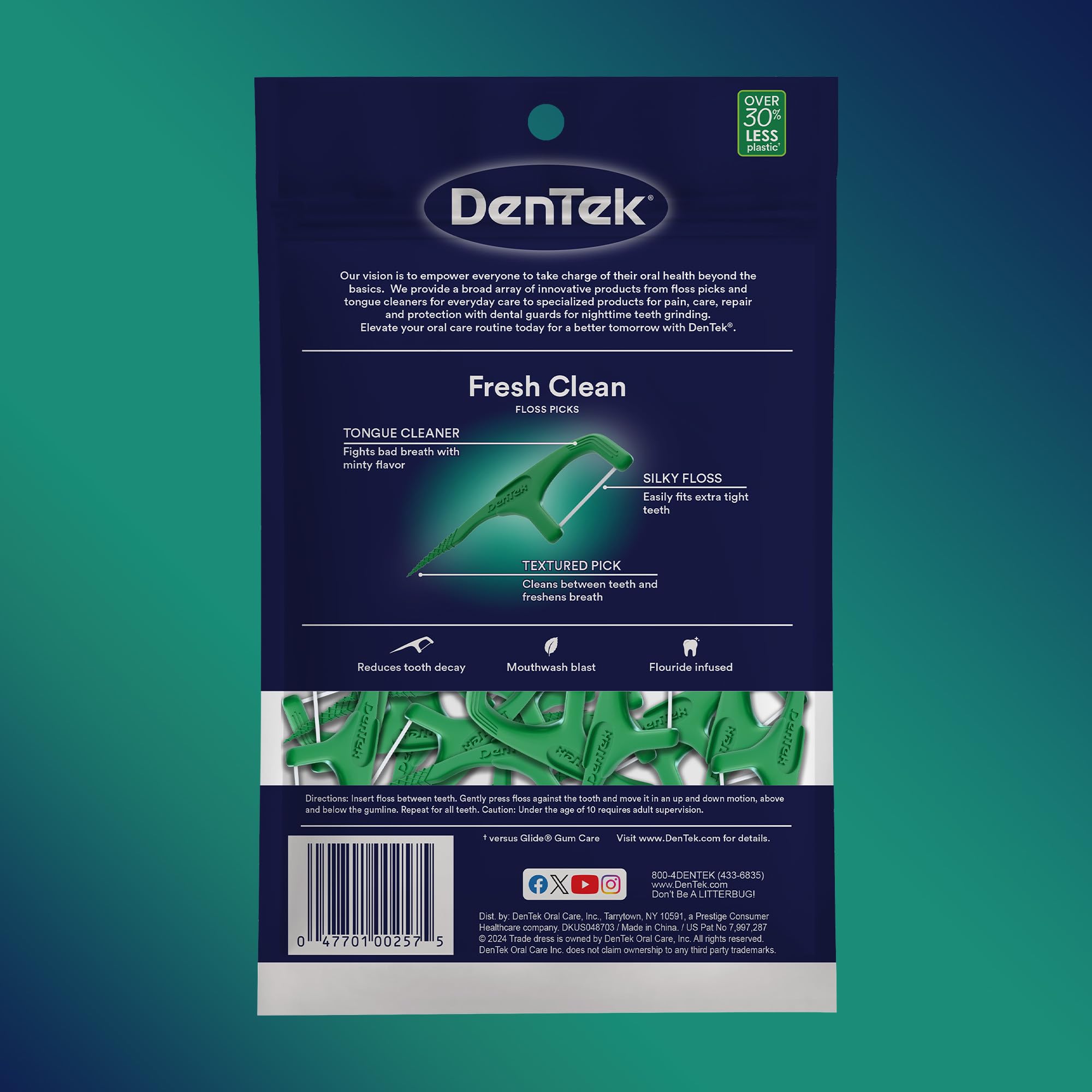 DenTek Fresh Clean Floss Picks, For Extra Tight Teeth, 75 Count
