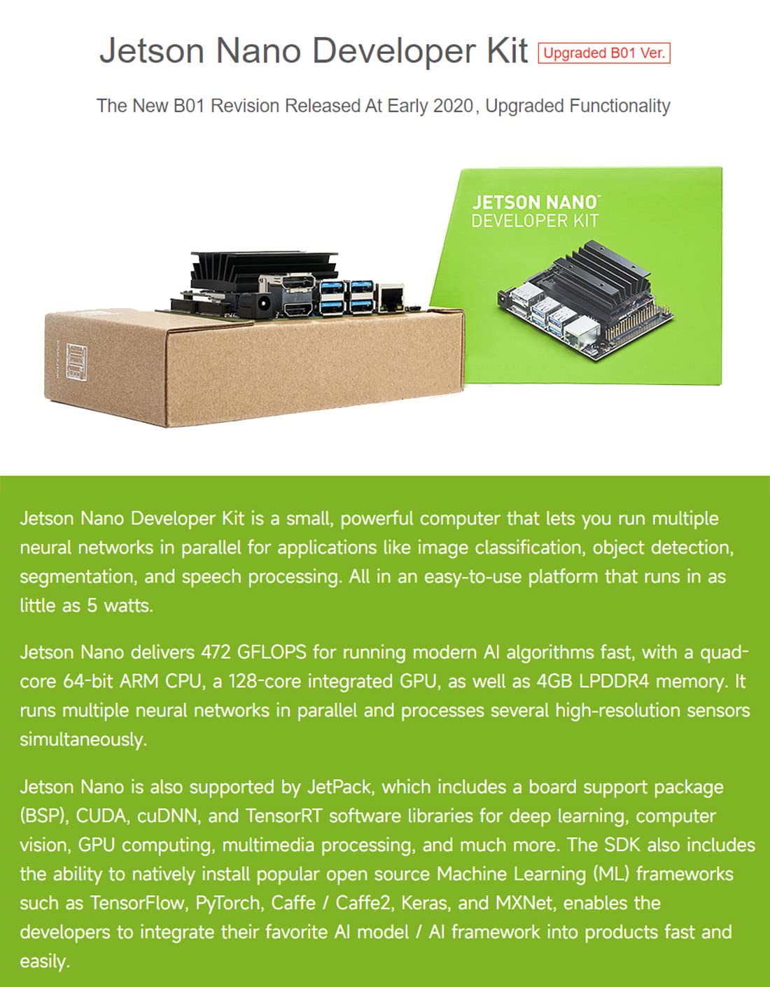 Waveshare Jetson Nano Developer Kit Small Computer for AI Development - B01 New Version