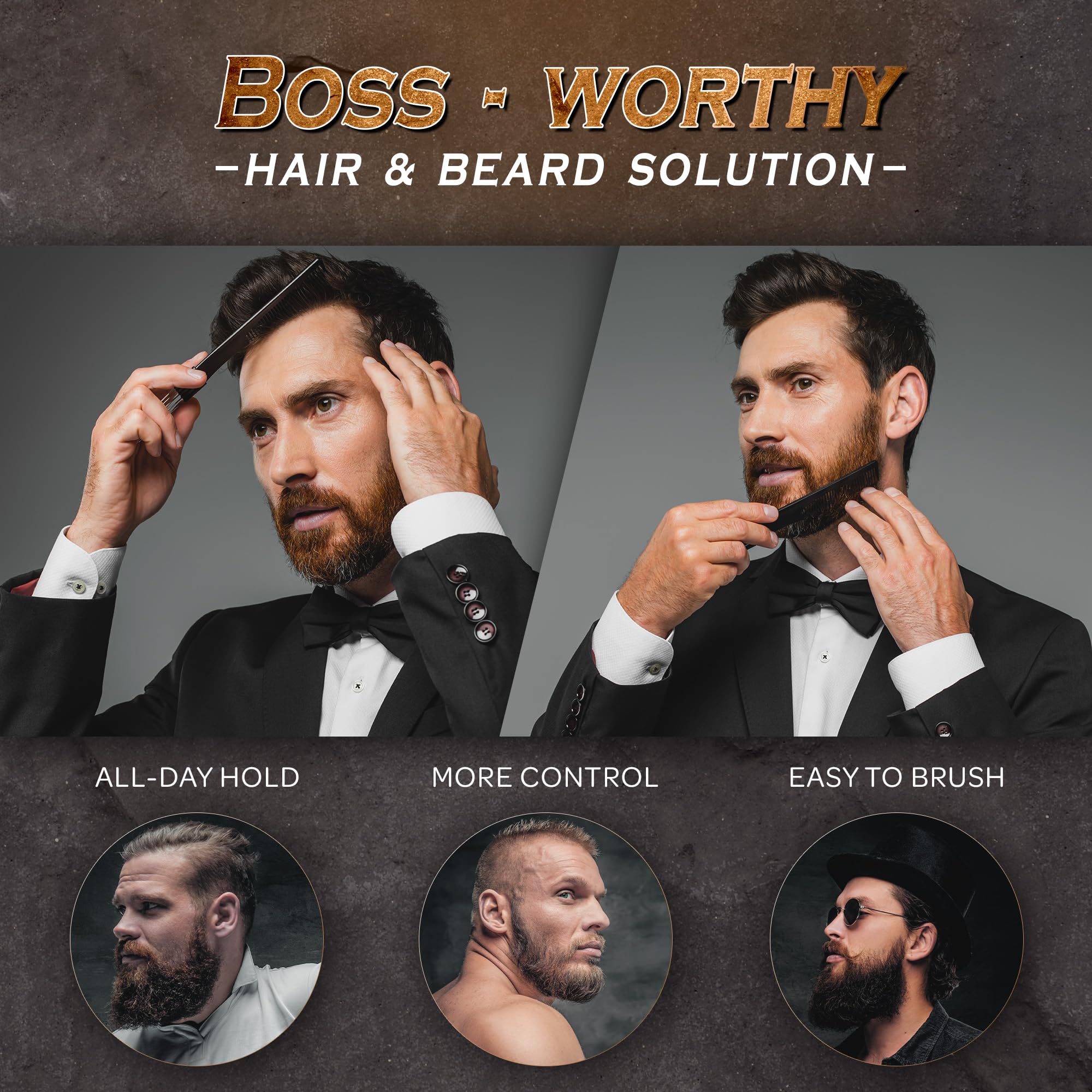 Bossman Hair & Beard Pomade - All Day Hold, Control and Moisturizing Hair, Beard and Moustache Styling Product - Natural Strong Hold Pomade - Made in USA (Magic Scent)