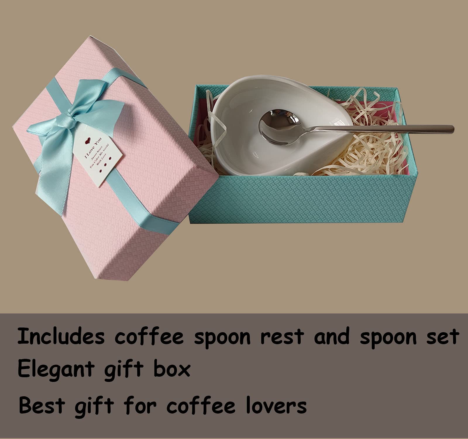 Andwarmth Coffee Spoon Rest and Spoon Set-Christmas Gifts for Coffee Lovers,Small Teaspoon Holder,Coffee Stirrers Holder,Coffee Bar Accessories,Decoration and Orginizer for Coffee Station