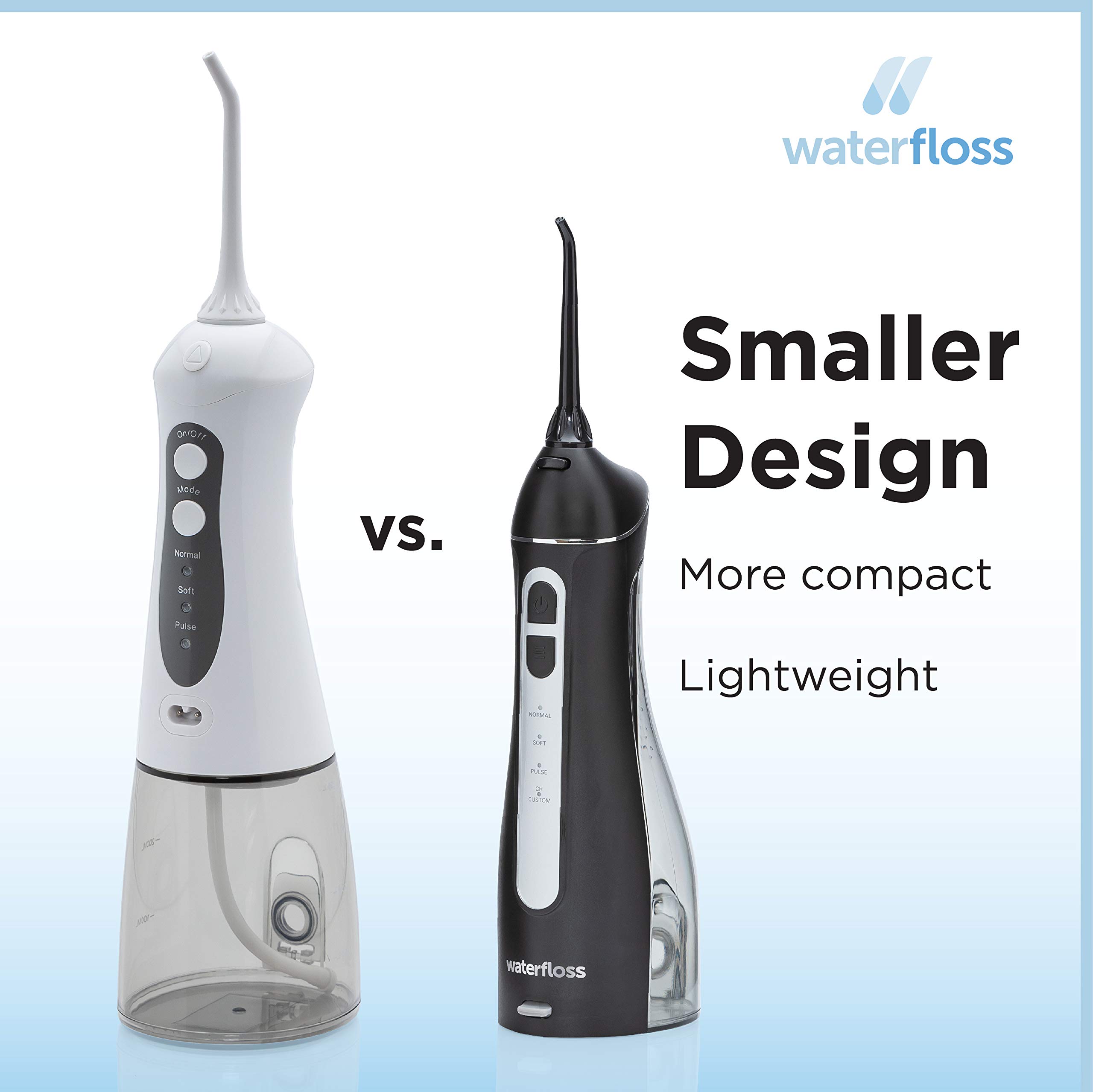 Waterfloss Water Flosser Small Cordless Water Pick Teeth Cleaner Dental Oral Irrigator with 4 Modes and USB Rechargeable Lithium Battery, Black