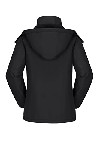 CAMEL CROWN Ski Jackets for Women Winter Snow Coats Warm Mountain Waterproof Female Jacket Hooded Windbreaker Black S