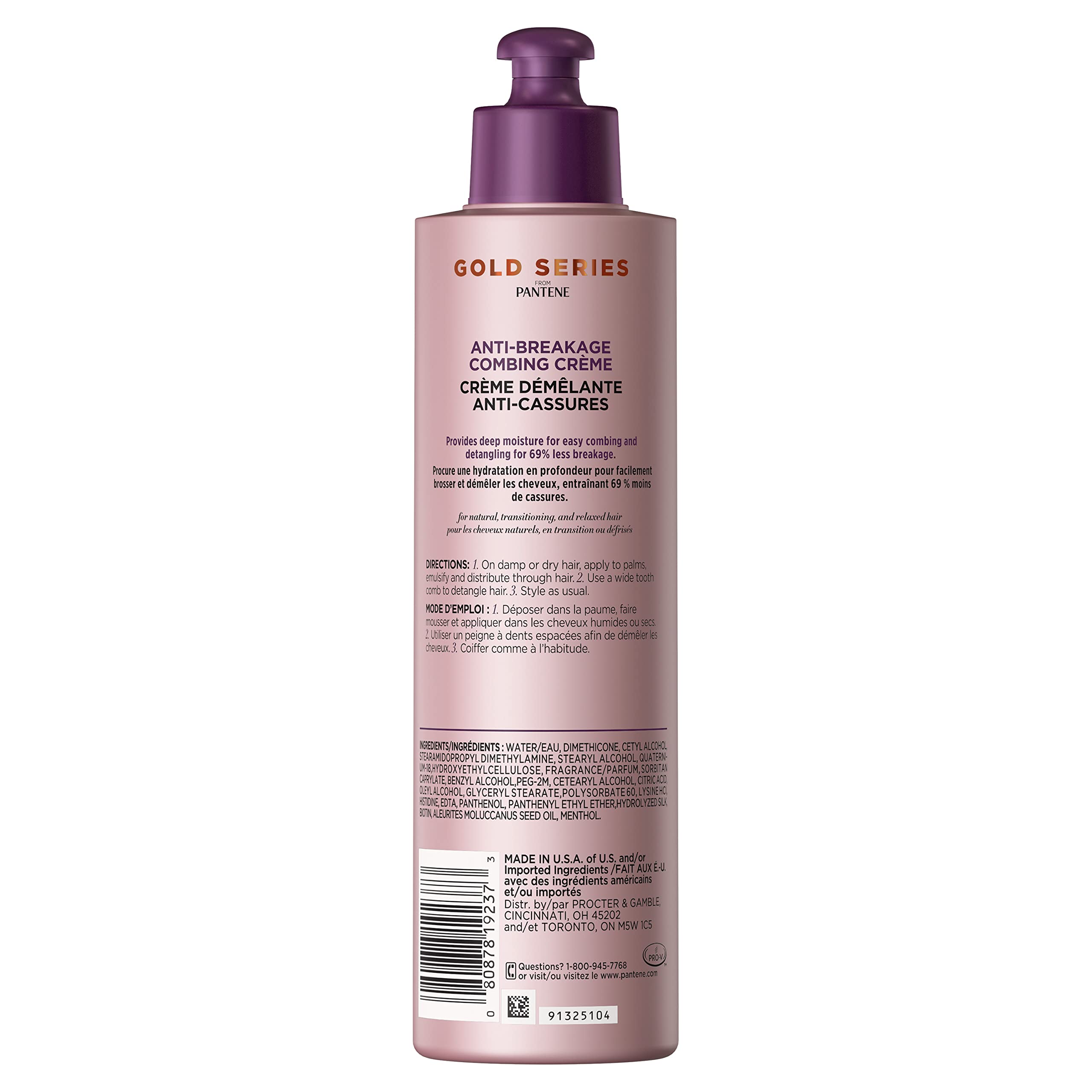 Pantene Gold Series Anti-Breakage Combing Crème with Biotin and Kukui Nut Oil, 9.1 fl oz