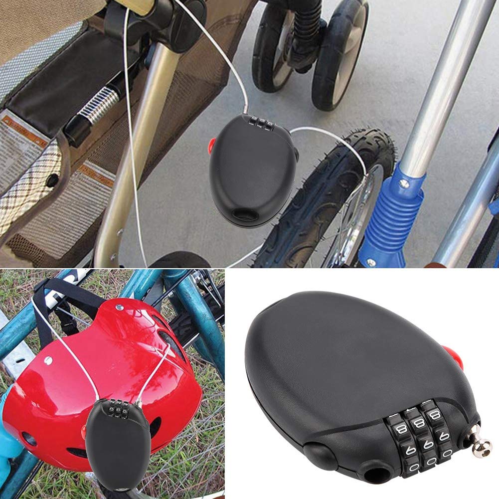 3 Digit Combination Lock with 2 Feet Retractable Steel Cable, Bike Cable Lock for Posts, Bike Racks or Fences, for Bike, Ski, Snowboard and Stroller