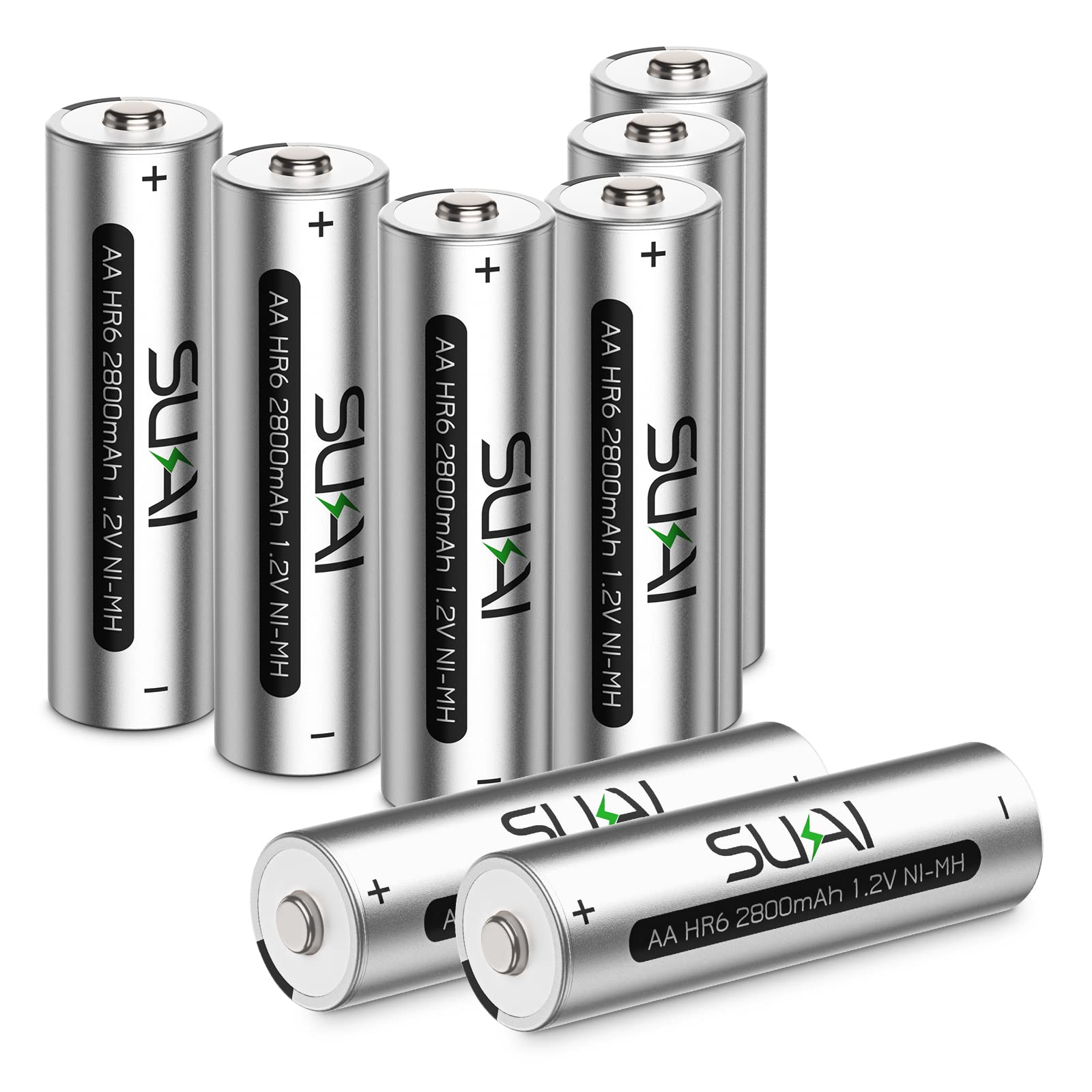 SUKAI Rechargeable AA Batteries, 1.2V 2800mAh Low-Self Discharge Ni-MH AA Rechargeable Batteries 1200 Recycling Times, Pack of 8