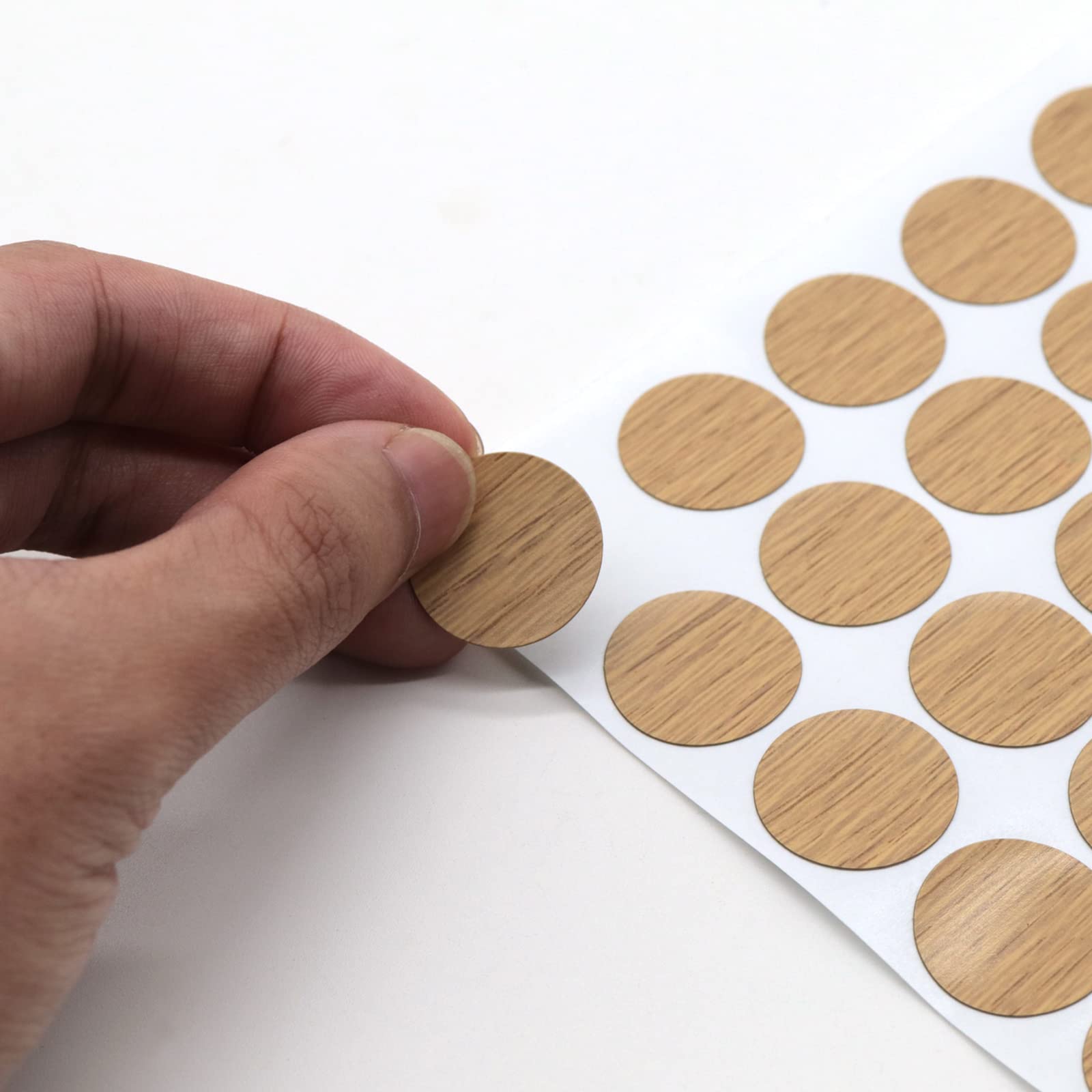 VictorsHome Self-Adhesive Screw Hole Stickers PVC Cover Caps Dustproof for Wooden Furniture Cabinet 21mm 2 Sheets/108 Pcs Maple