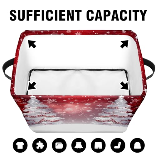 Christmas Foldable Storage Basket Waterproof Snowman Christmas Tree Snowflake Truck 10x14x8in (26x35x21cm)