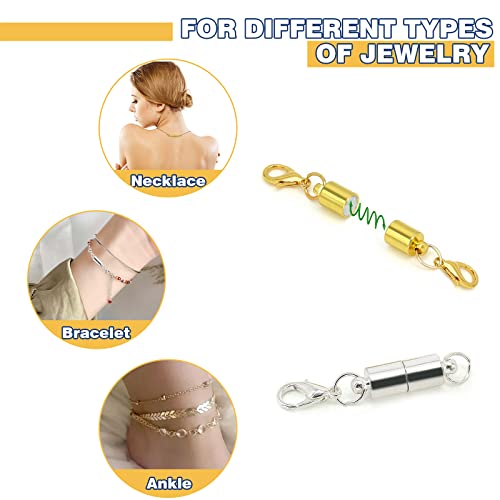 Pack of 12 Gold and Silver Color Magnetic Lobster Clasps for Jewelry. Strong Magnet Accessory for Necklace, Bracelet. DIY Friendly. (Regular)