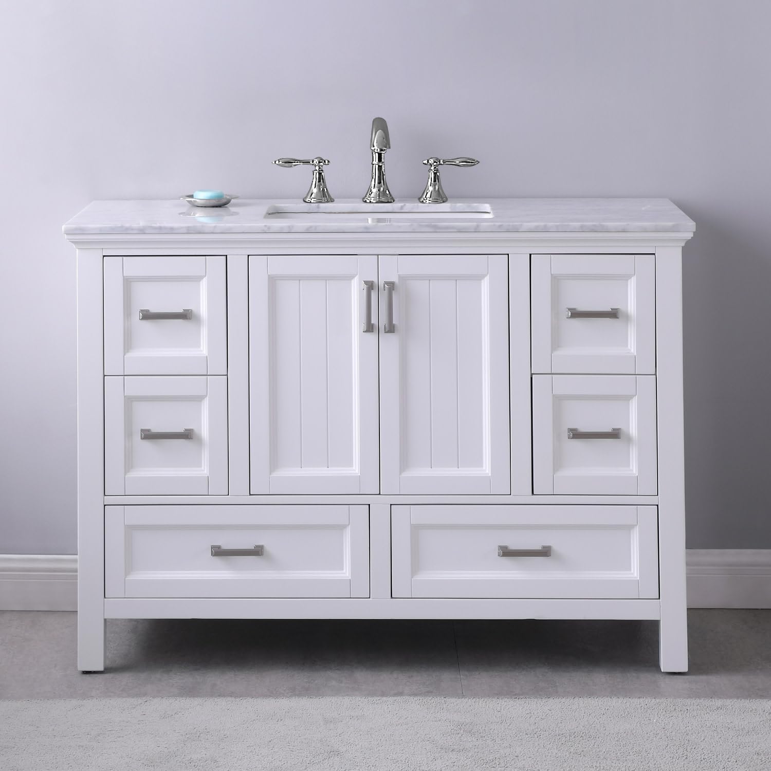 Altair Design Isla 48" Marble Countertop Single Vanity w/o Mirror Gray