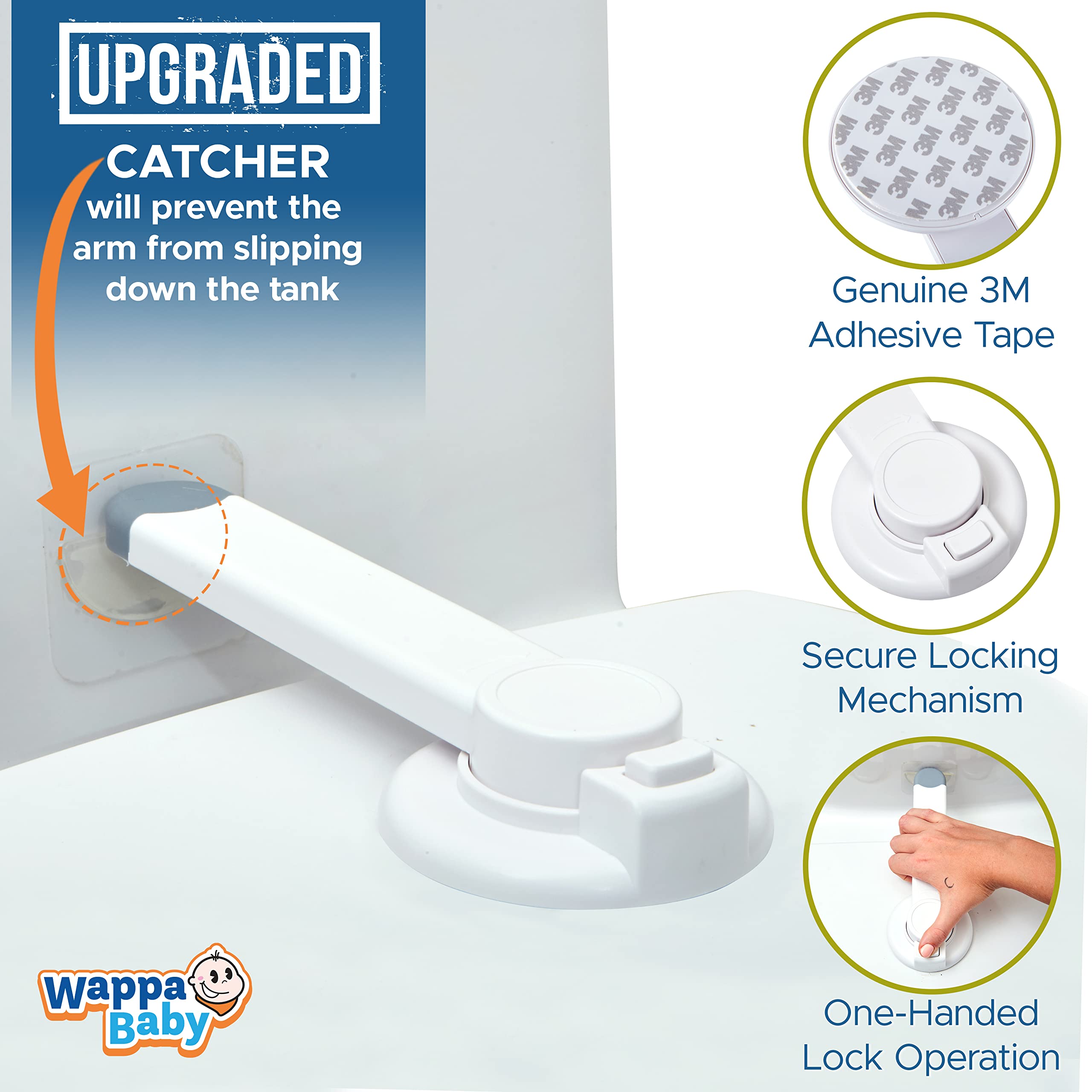 Toilet Locks Baby Proof (2-Pack) Ideal Baby Proof Toilet Lid Lock with Arm – No Tools Needed Easy Installation with 3M Adhesive – Top Safety Toilet Seat Lock – Fits Most Toilets, White